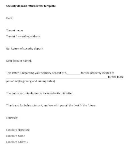 How To Write A Security Deposit Return Letter In 2022